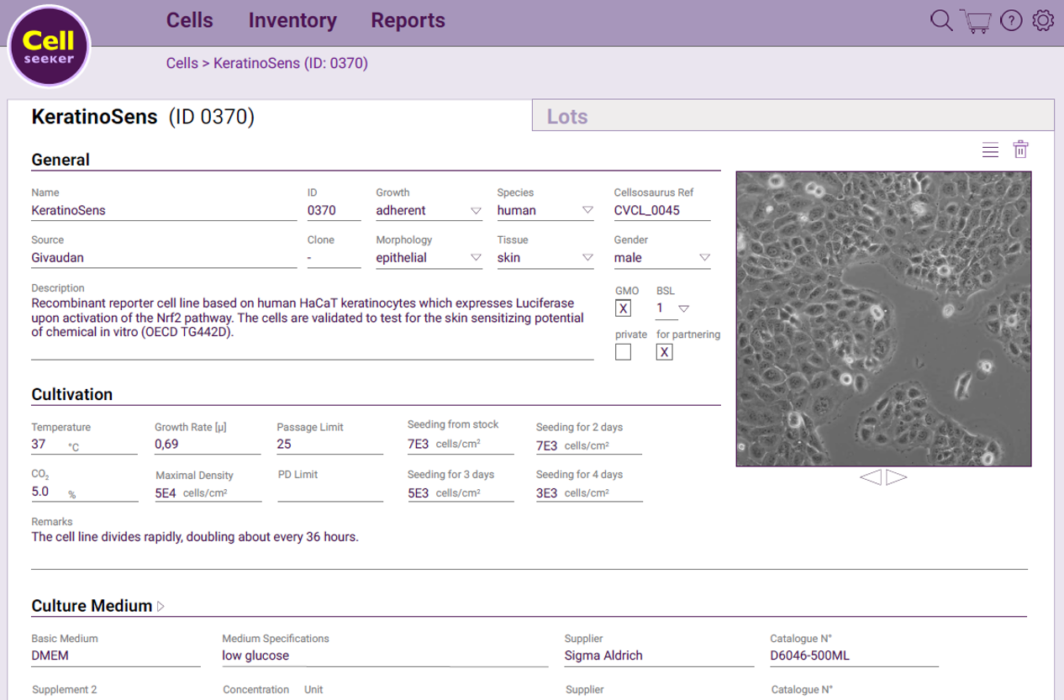 Cellseeker Inventory – Cell Banking at your Fingertips